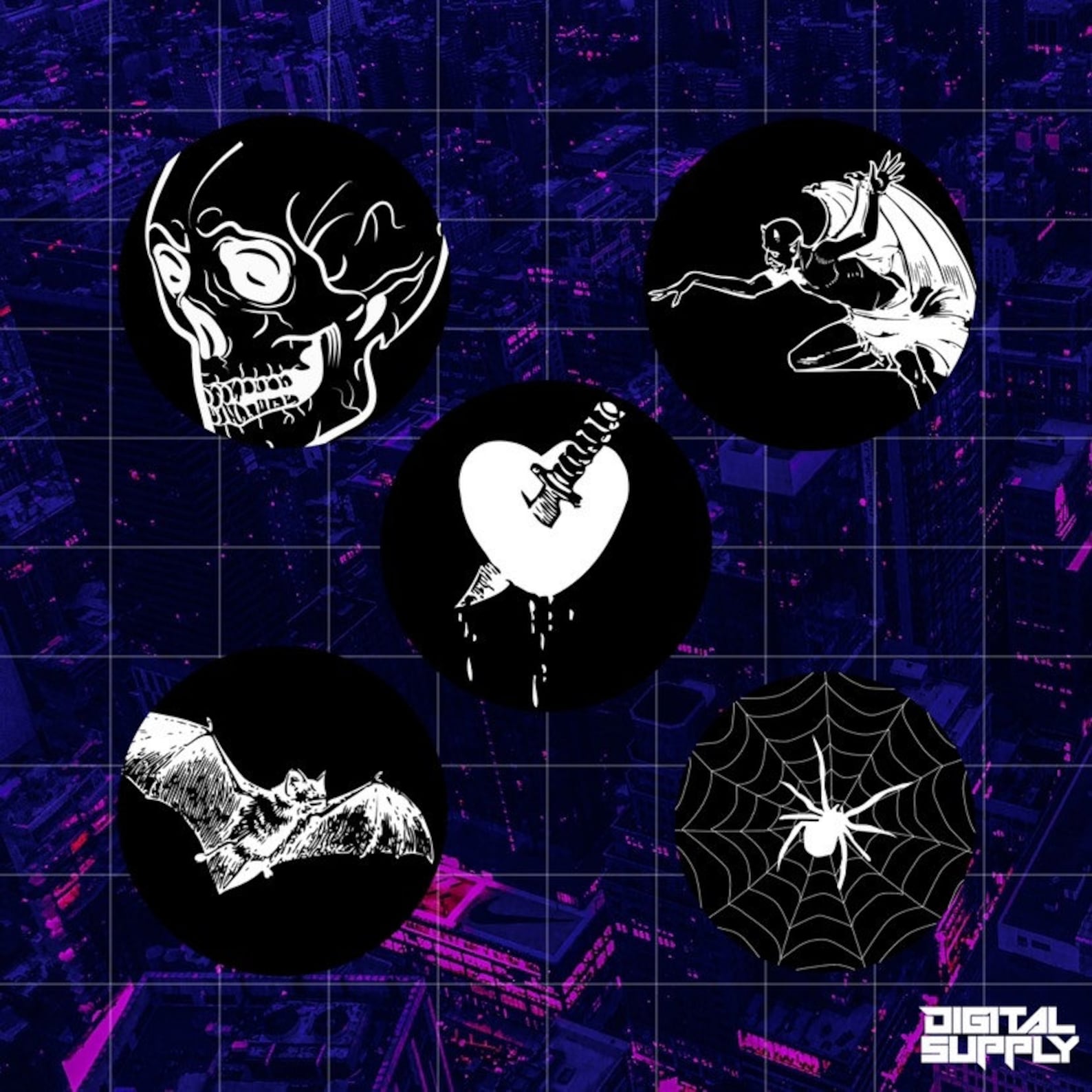 5 Goth Emo Punk Skull Heart Devil Bat Spider Web Instagram Highlight ...