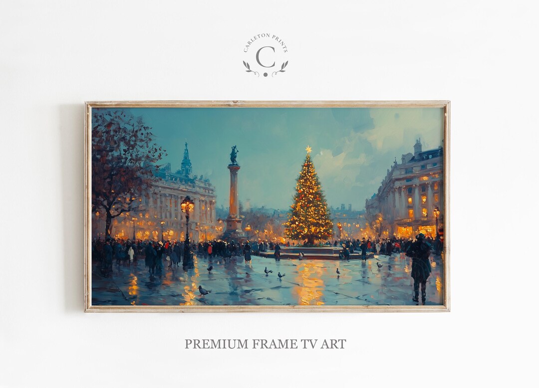 Trafalgar Square Christmas Frame TV Art, Moody Festive Cityscape ...