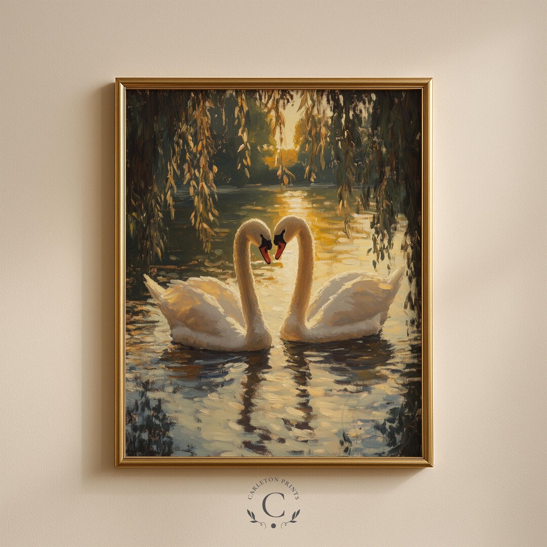 Victorian Swans in Heart-shape - Romantic Valentine's Day Printable Art ...