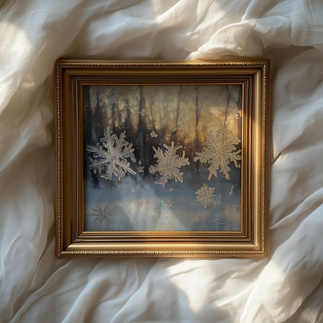Snowflake Windowpane Painting - Printable Wall Art, Cozy Cottage Winter ...