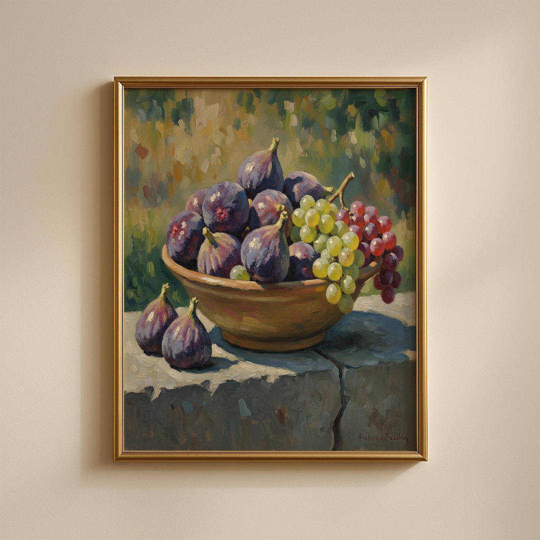 Vintage Still Life Figs and Grapes Printable Wall Art - Farmhouse ...