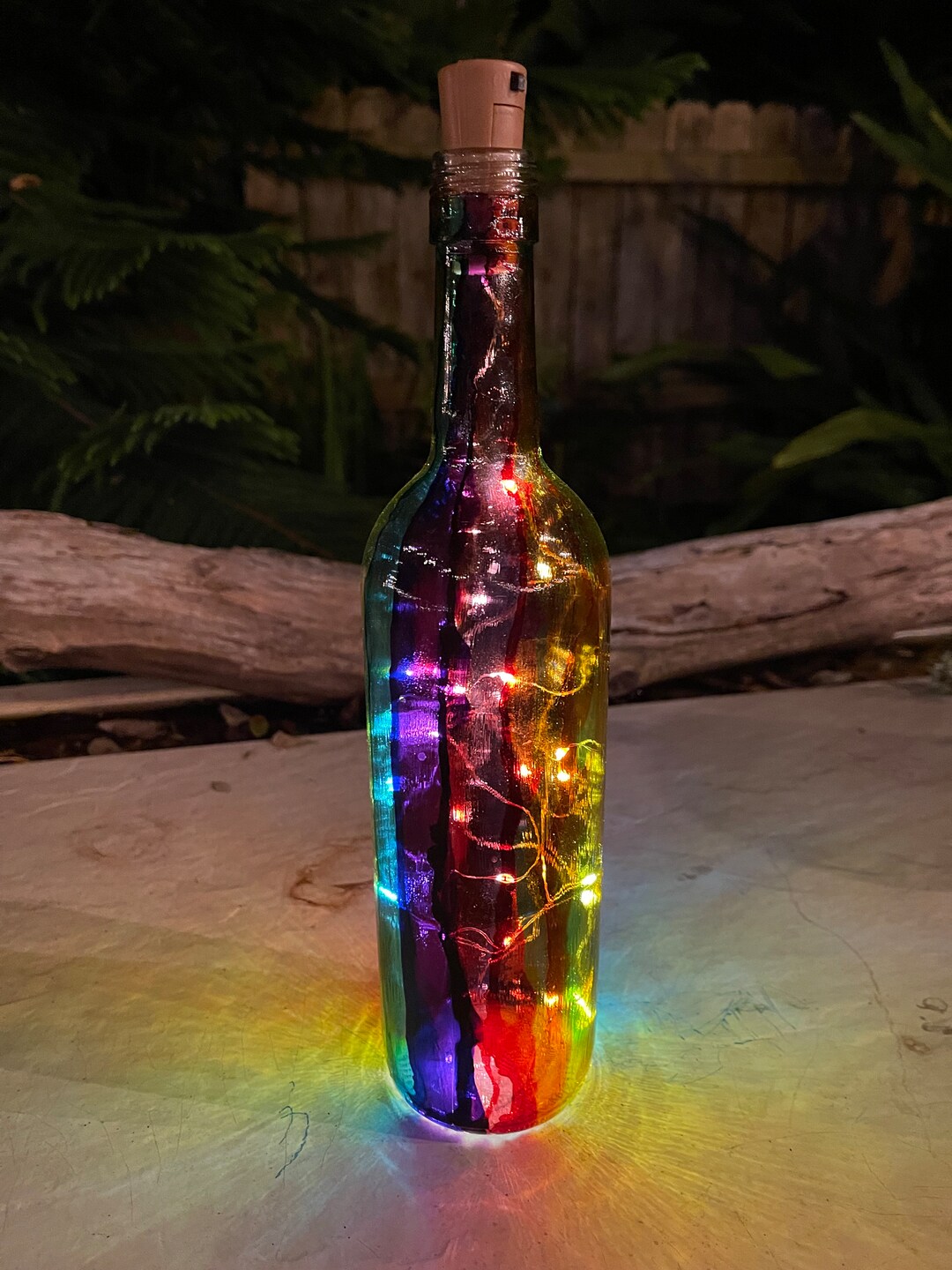 Hand Painted Light up Rainbow Wine Bottle Using Alcohol Inks to ...