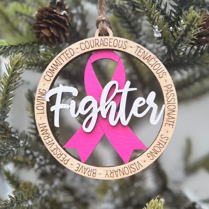 Cancer Awareness Ornament Breast Cancer Ornament Wooden - Etsy