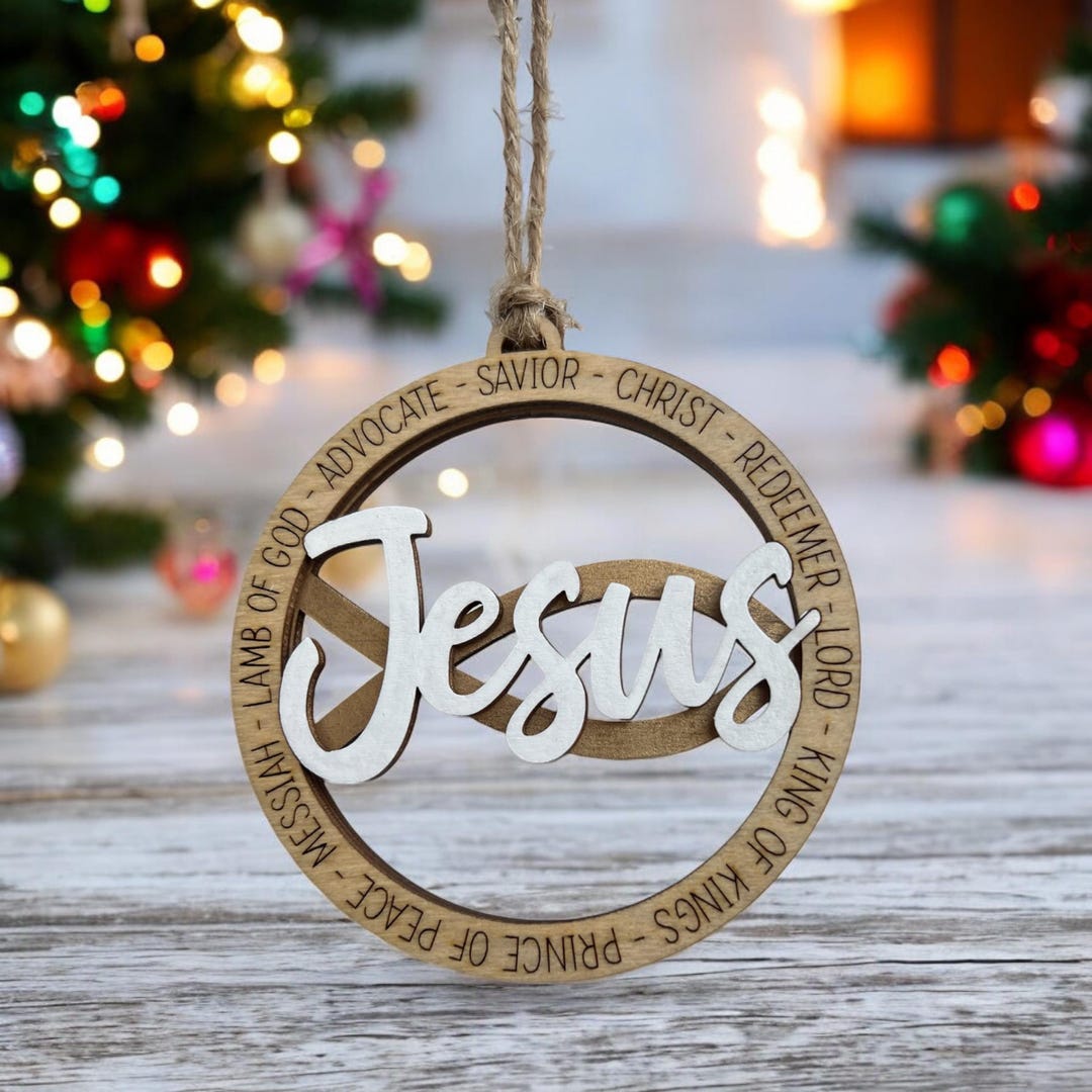 Christmas Ornament, Jesus Ornament, Wooden Jesus Ornament, Holiday ...