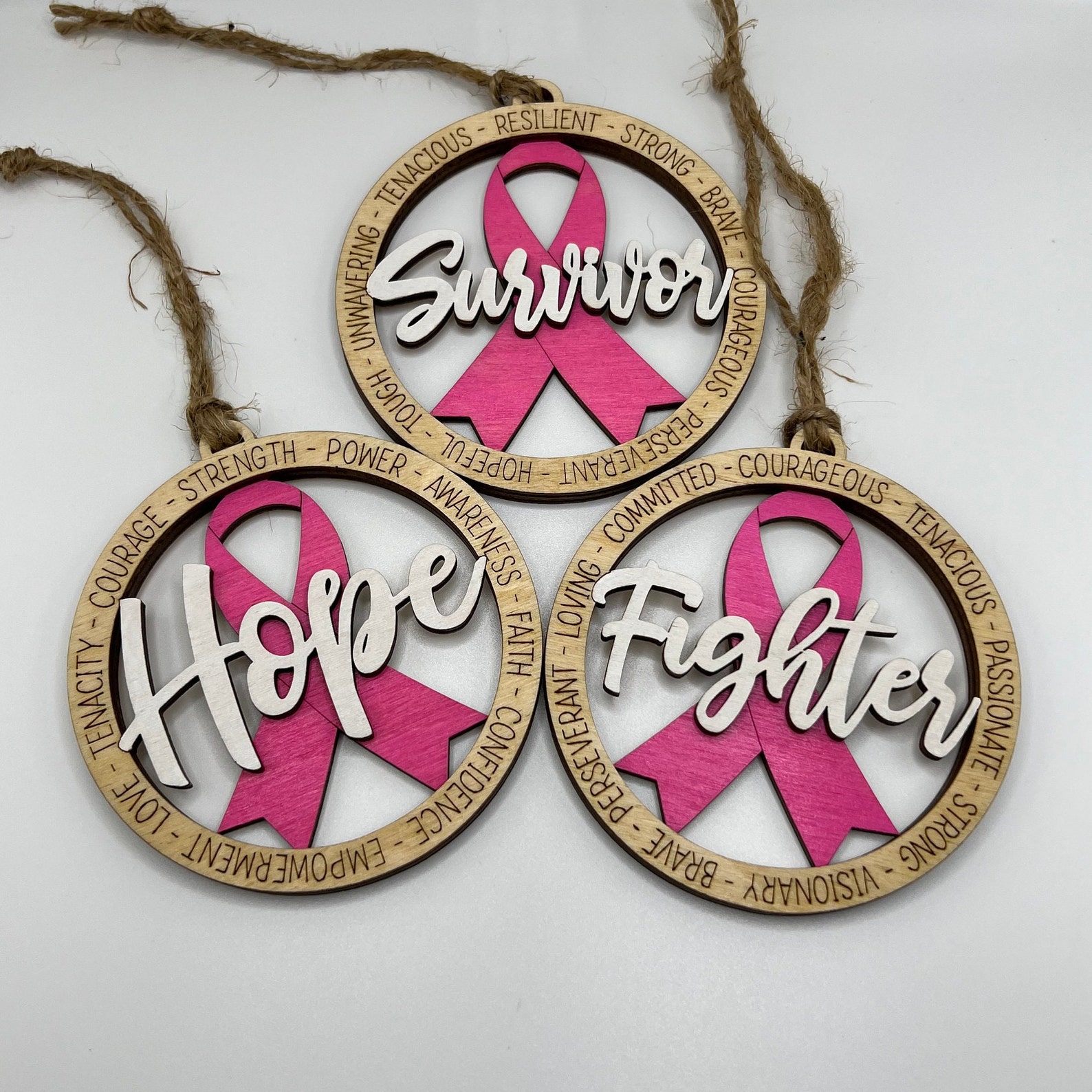 Cancer Awareness Ornament Breast Cancer Ornament Wooden - Etsy