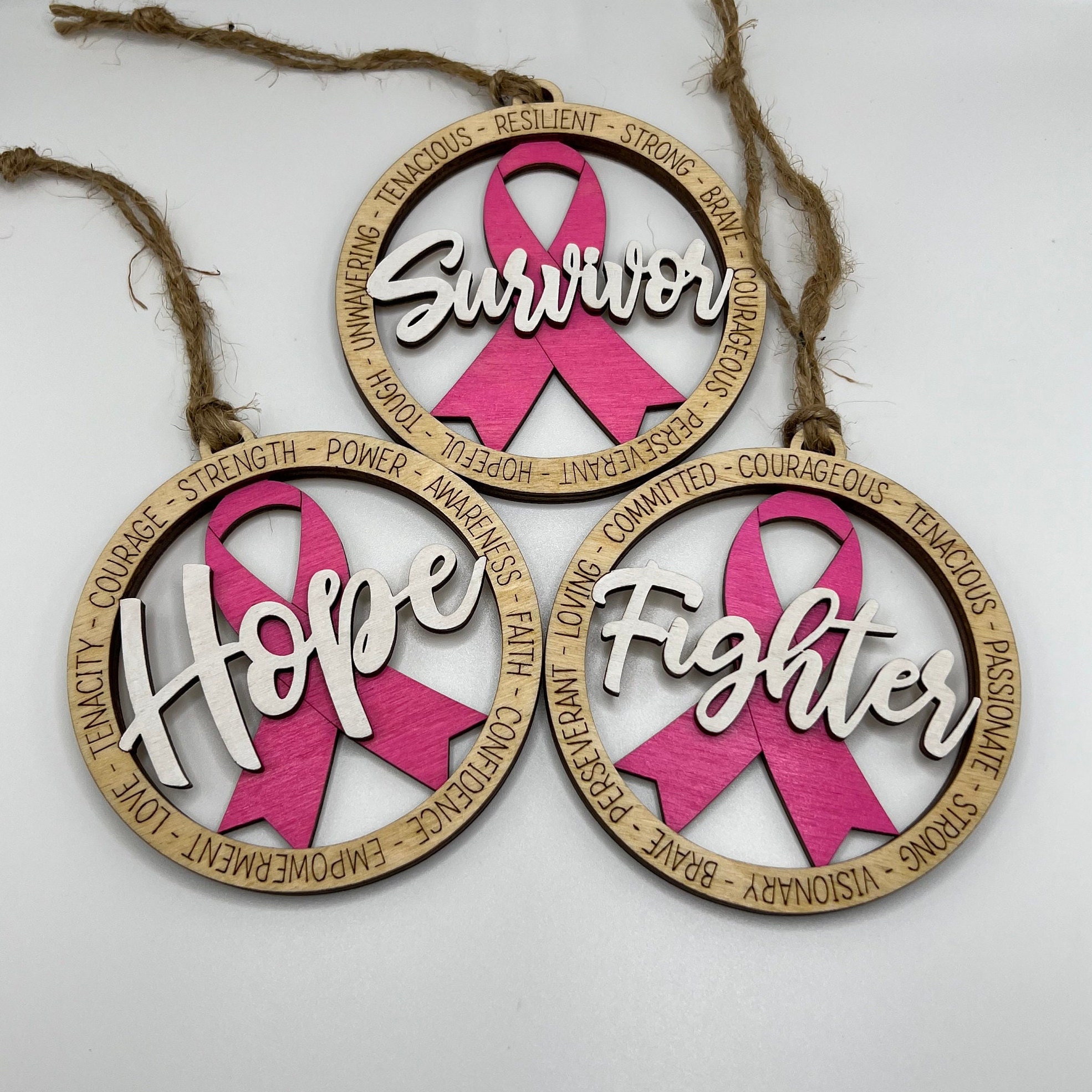Cancer Awareness Ornament Breast Cancer Ornament Wooden - Etsy
