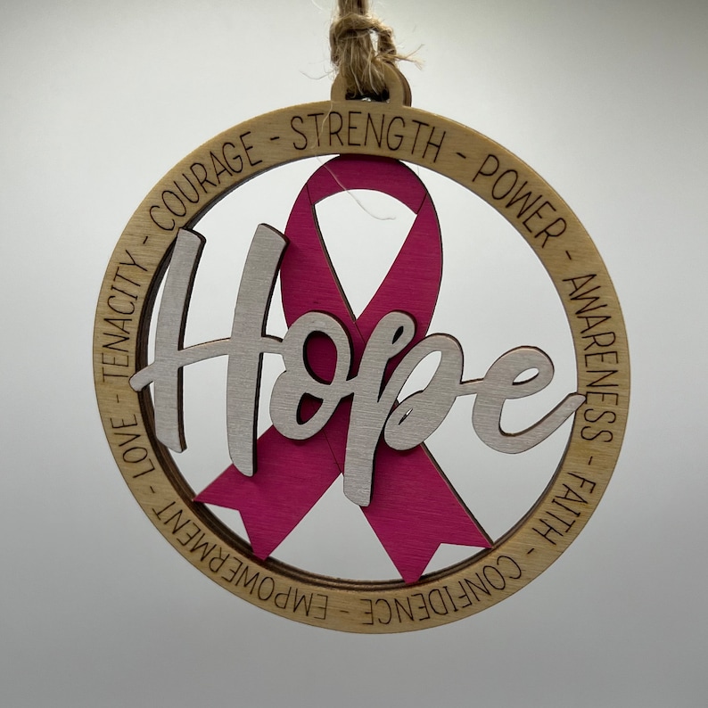 Cancer Awareness Ornament Breast Cancer Ornament Wooden - Etsy