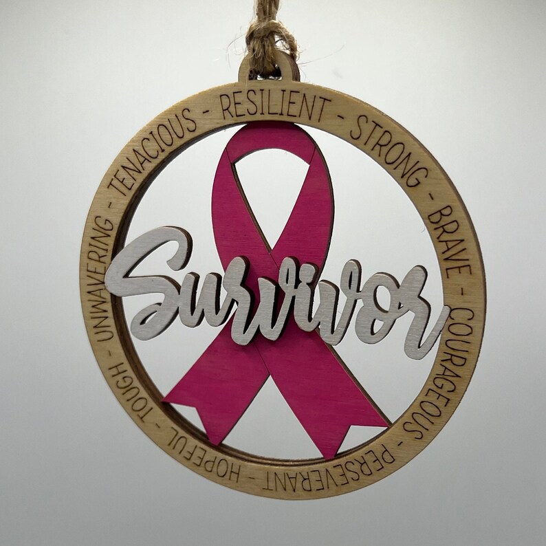 Cancer Awareness Ornament Breast Cancer Ornament Wooden - Etsy