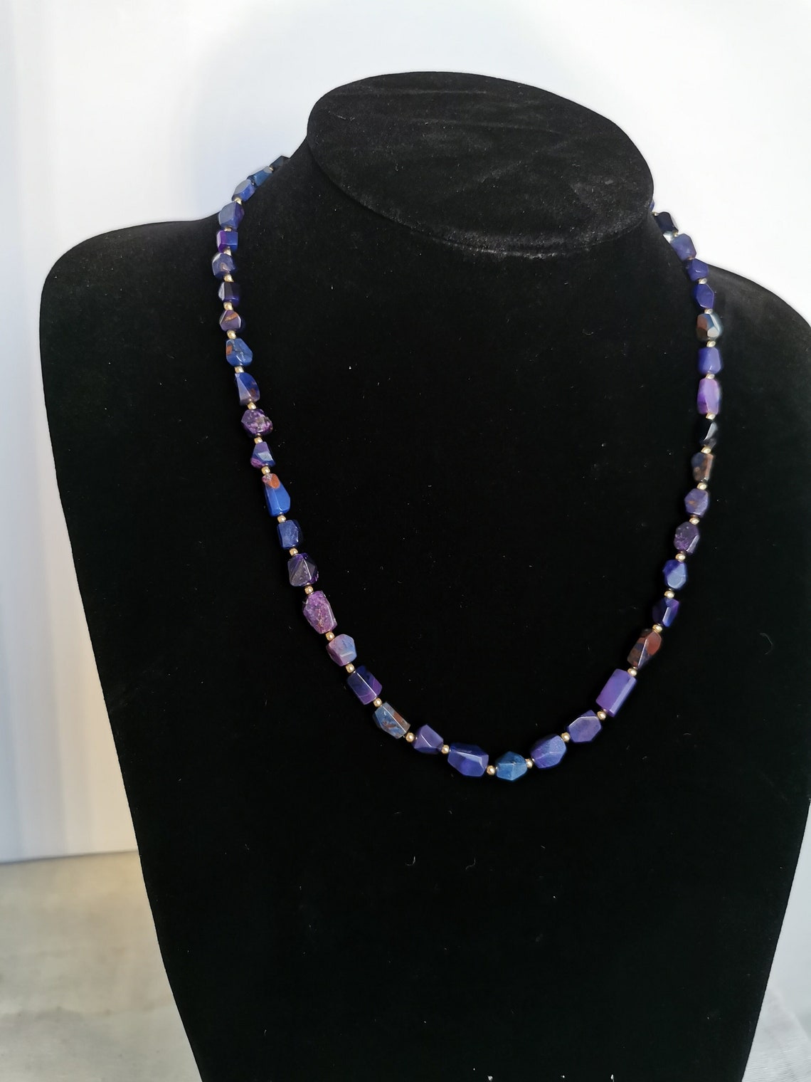 Natural Sugilite Rare Blue Purple Stone Hexagon Chips Crystal Necklace ...