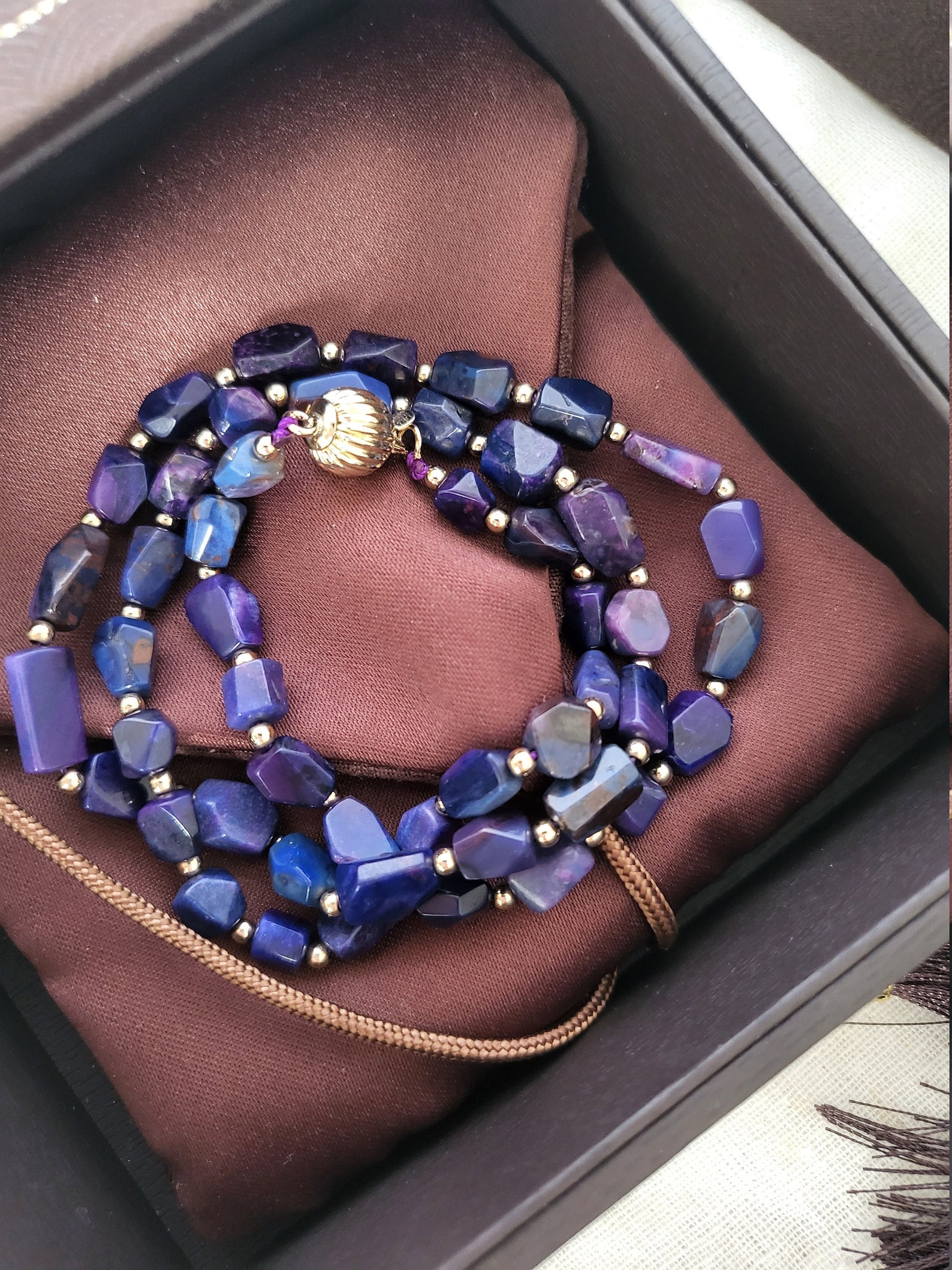 Natural Sugilite Rare Blue Purple Stone Hexagon Chips Crystal Necklace ...