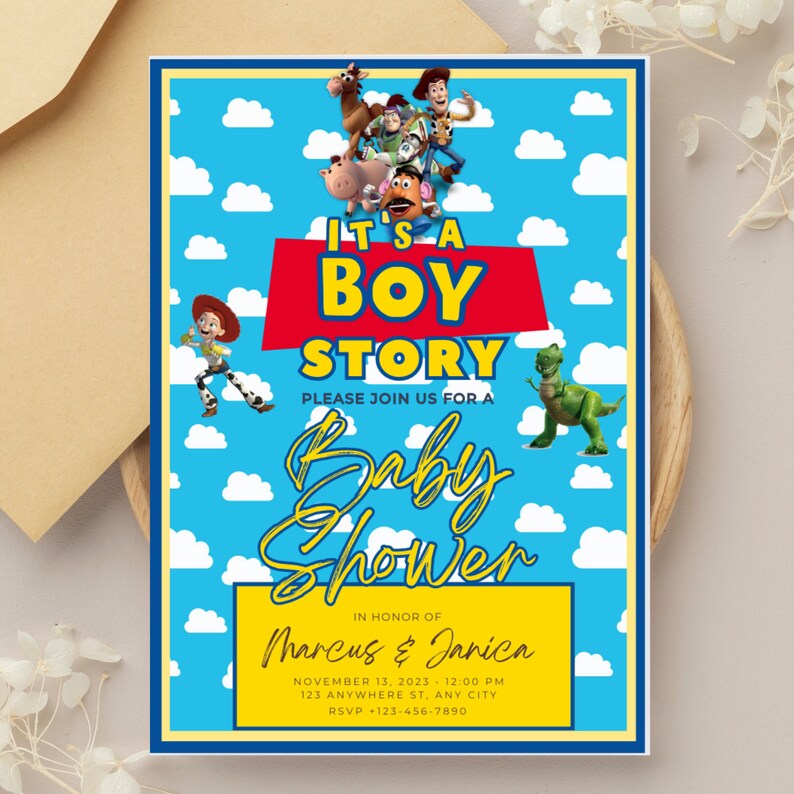 Boy Story Baby Shower Invitation - Digital Download - Etsy