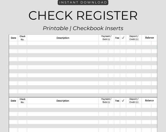 Check Register Spreadsheet