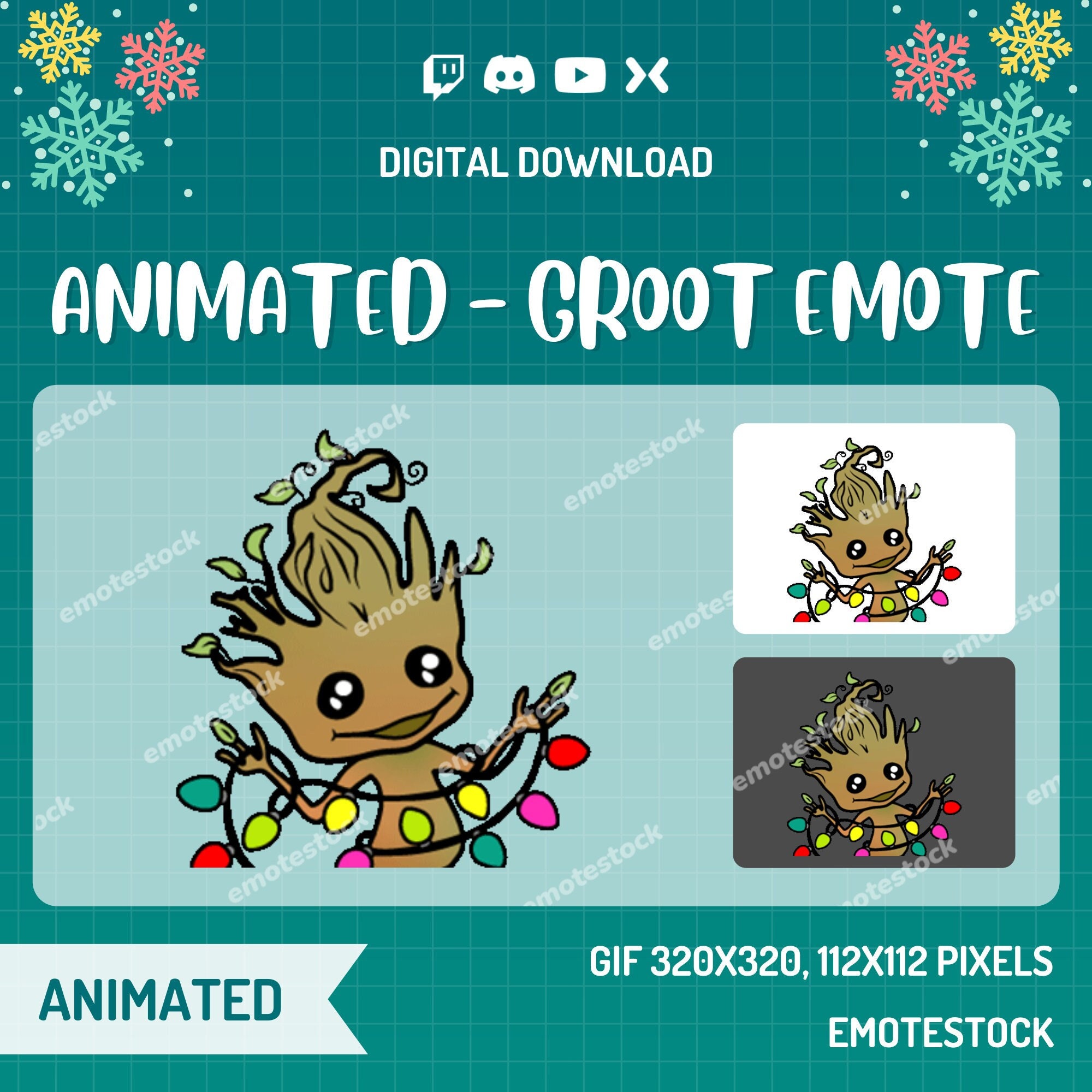 Animated Groot Christmas Emote | Twitch Emotes | Twitch Christmas ...