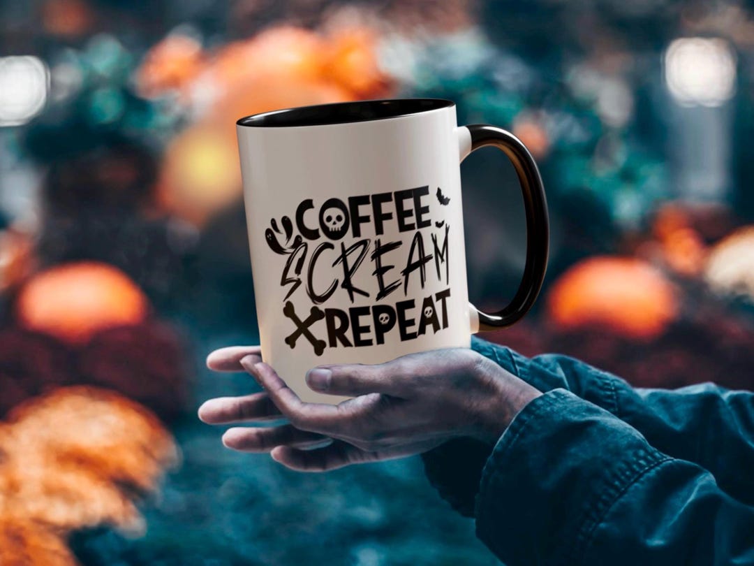 Coffee Scream Repeat Coffee Mug, Halloween Coffee Mug, Halloween ...
