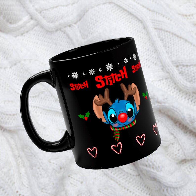 Christmas Stitch Coffee Mug, Cute Stitch Mug, Christmas Gift, Holiday ...