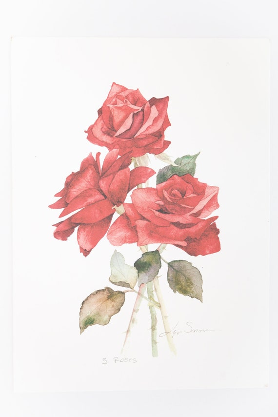 3 Roses: Watercolor Print by Lyn Snow | Etsy