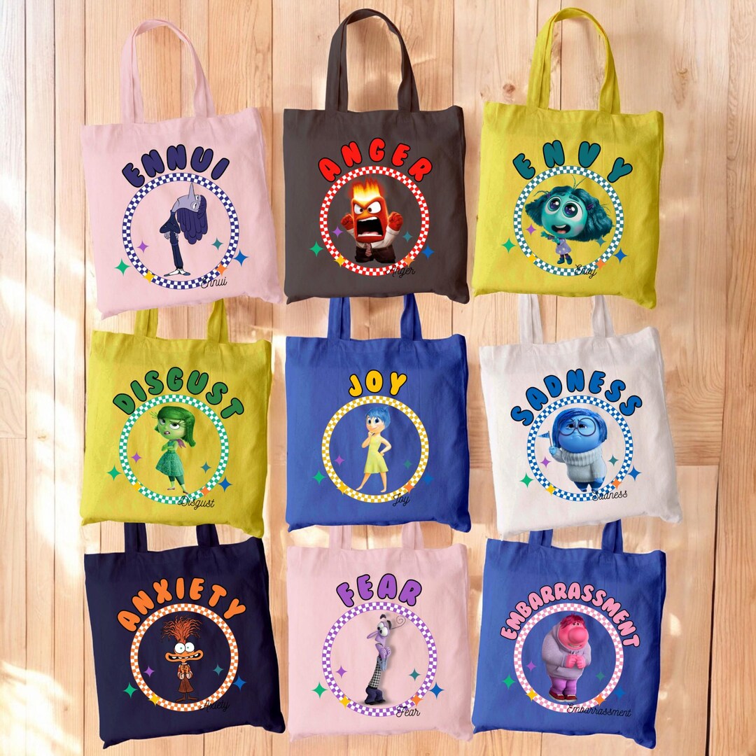 Disney Inside Out 2 Characters Tote Bag, Inside Out Group Matching Bags ...