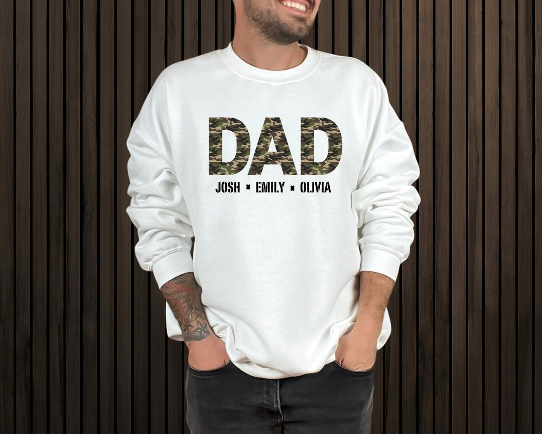 Camo Print Dad Custom Hoodie, Custom Army Dad Sweatshirt, Personalized ...