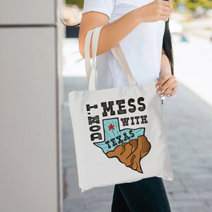 Don't Mess With Texas Tote Bag, Texas Map Tote Bag, Souvenir Canvas ...