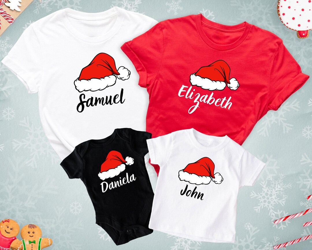 Personalized Santa Hat Shirts, Custom Christmas Tee, Santa Hat Group ...
