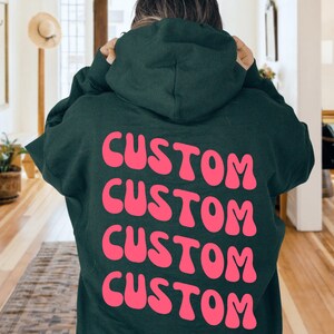 Custom Back Print Hoodie, Personalized Graphic Hoodie, Minimal Custom ...