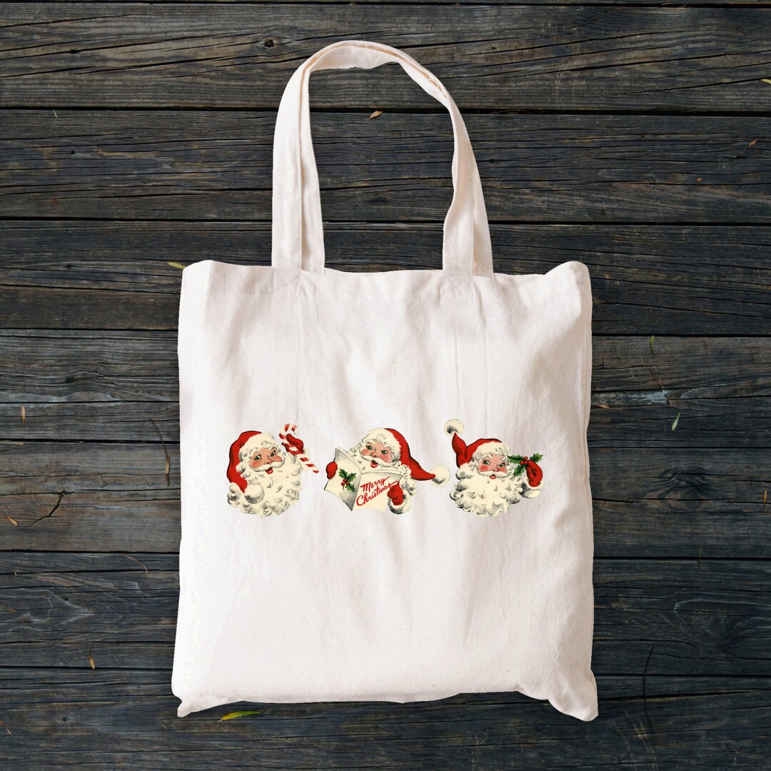 Santa Claus Cute Tote Bag, Christmas Candy Cane Tote Bag, Xmas ...