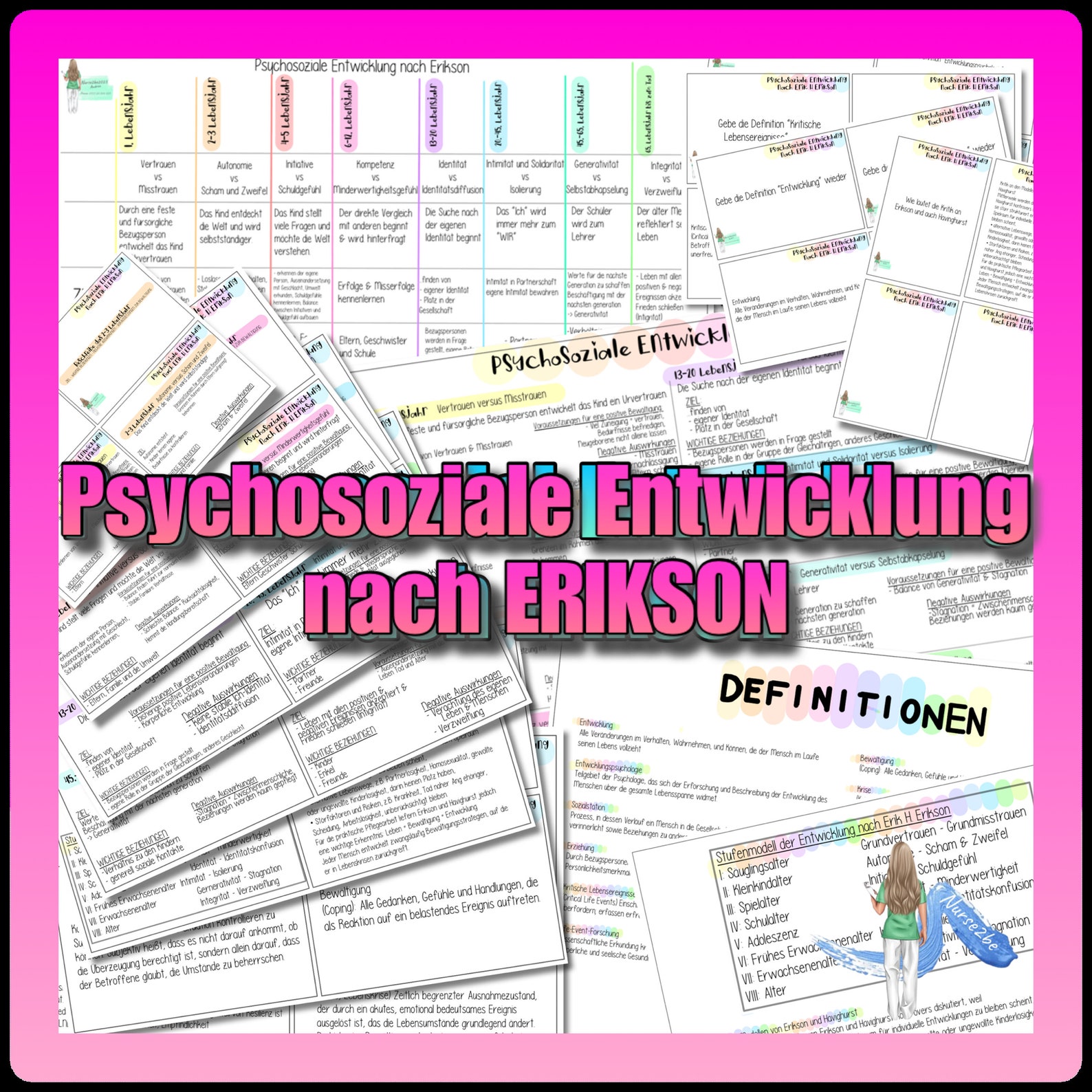 010/052 Psychosocial Development According to Erik H. Erikson- Summary and Learning Cards as PDF ...