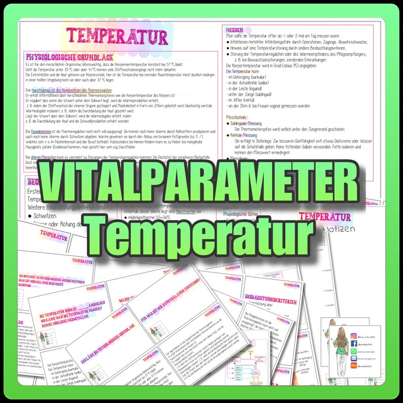008/006 Temperature Vital Signs - Summary in A4 and Flashcards in A6 as ...