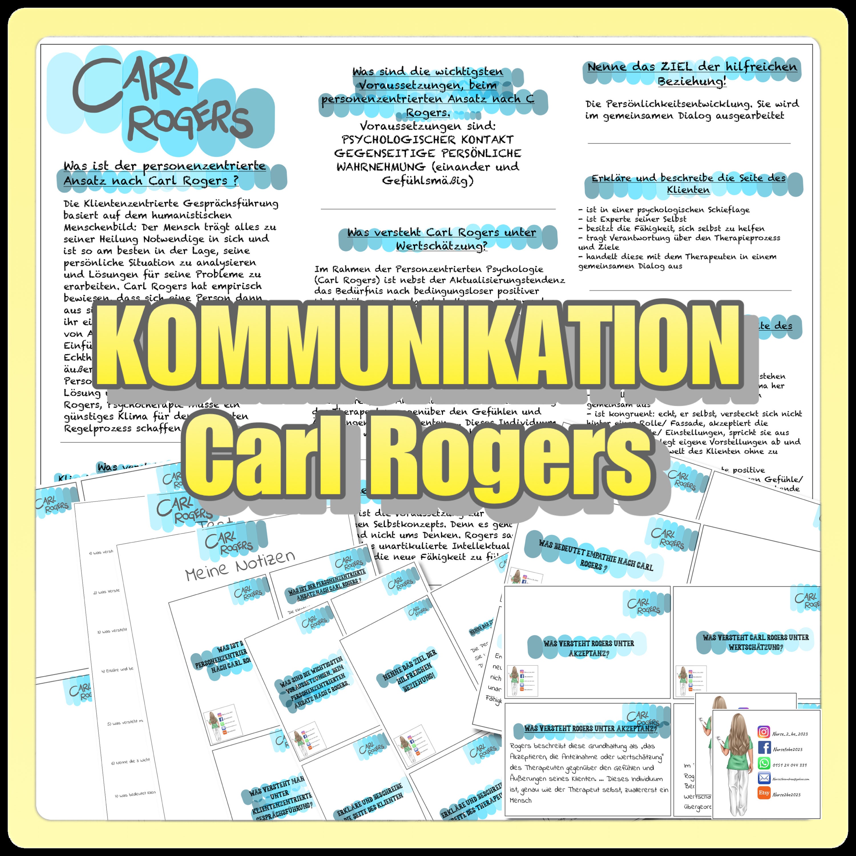 003/002 Carl Rogers Communication - Learning Cards A4 in A6 for ...