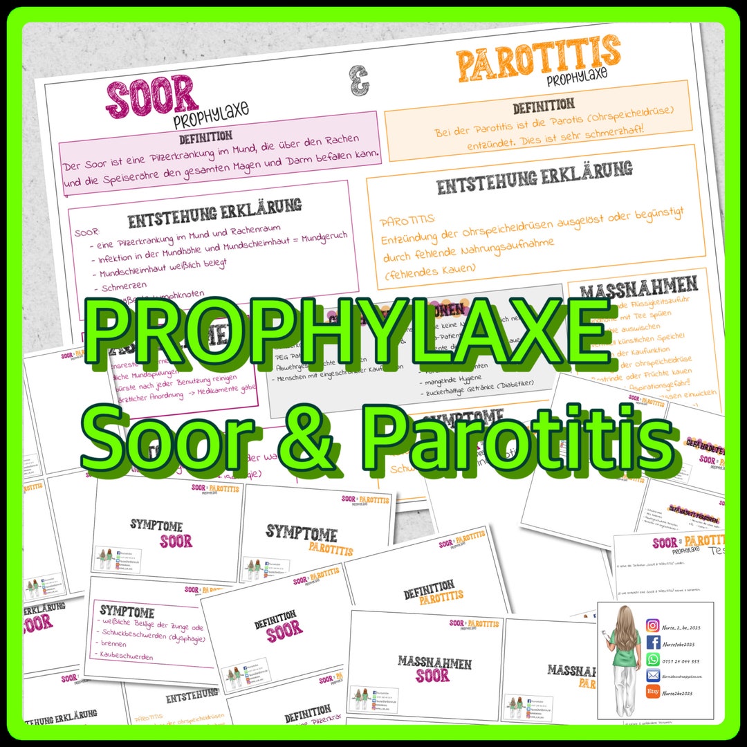 005/010 Prophylaxe Soor und Parotitis Zusammenfassung A4 und Lernkarten A6 als PDF zum ...