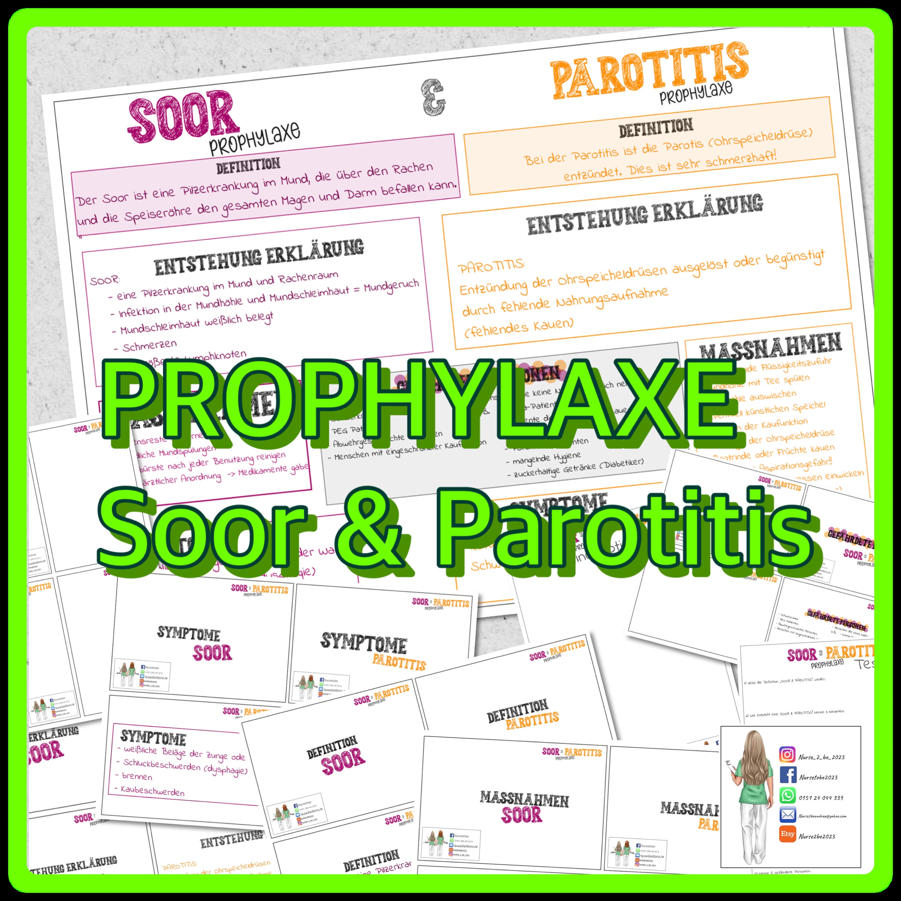 005/010 Prophylaxe Soor und Parotitis Zusammenfassung A4 und Lernkarten ...
