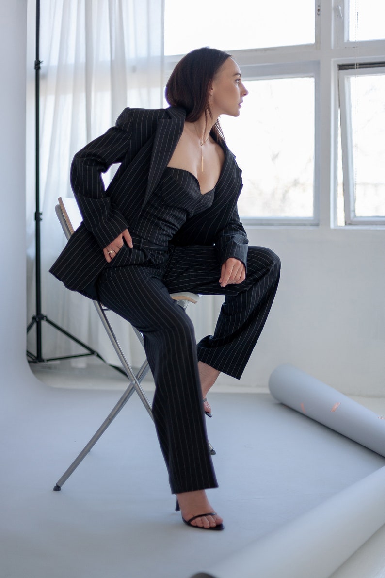 Pinstripe Bustier Corset Top, Formal Tube Top for Women's Pinstripe ...