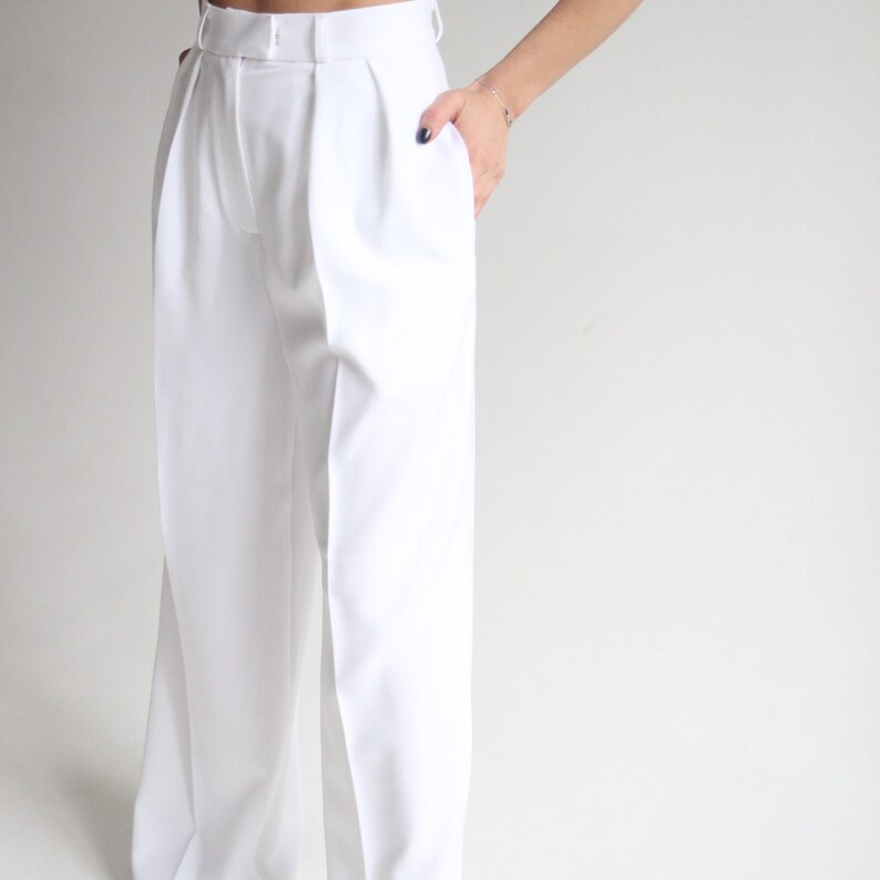 White Palazzo Pants: High Rise Wide Leg Trousers - Etsy