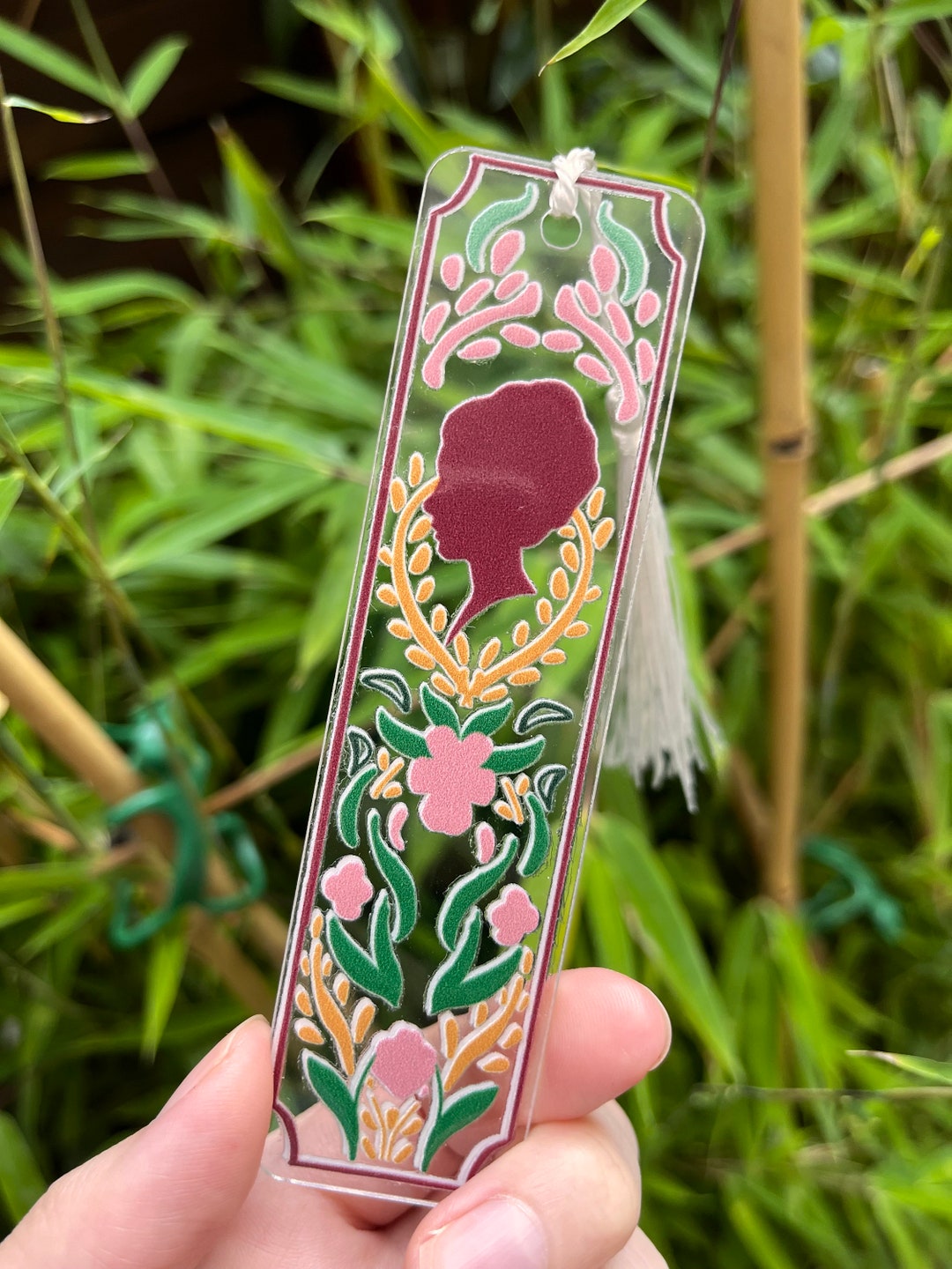 Regency Style Acrylic Bookmark: Floral Silhouette With Tassel - Etsy