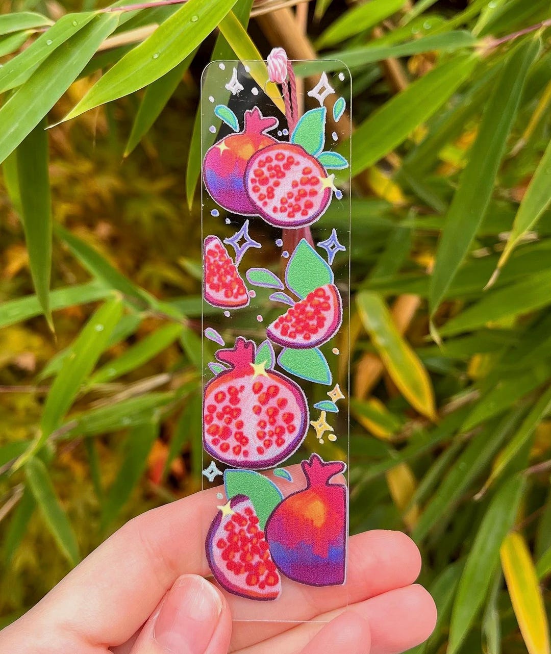 Pomegranate Two Sided Clear Matt Acrylic Bookmark | Transparent ...