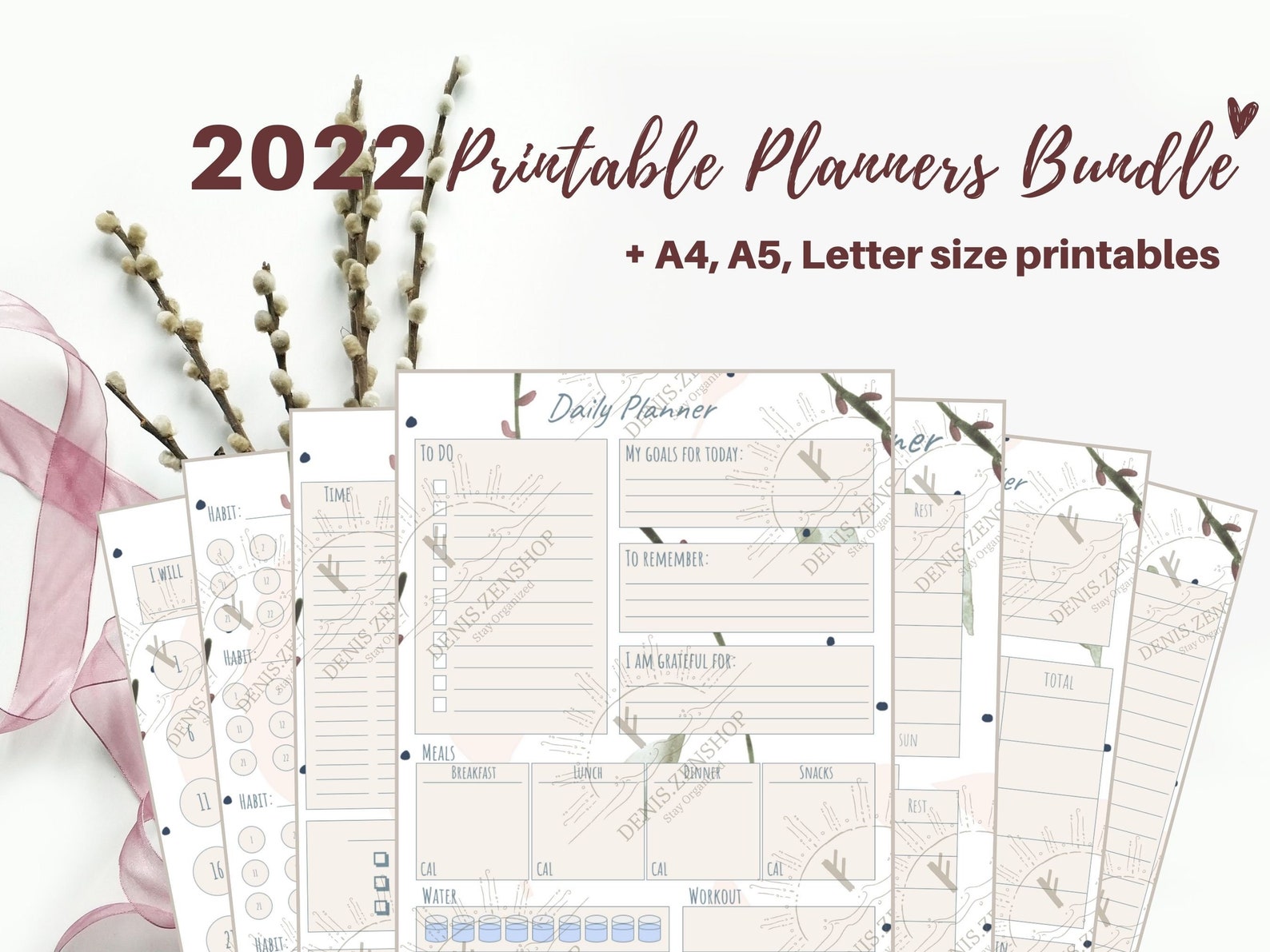 Pink Printable Daily Workout Life Planner Bundle A4 A5 - Etsy