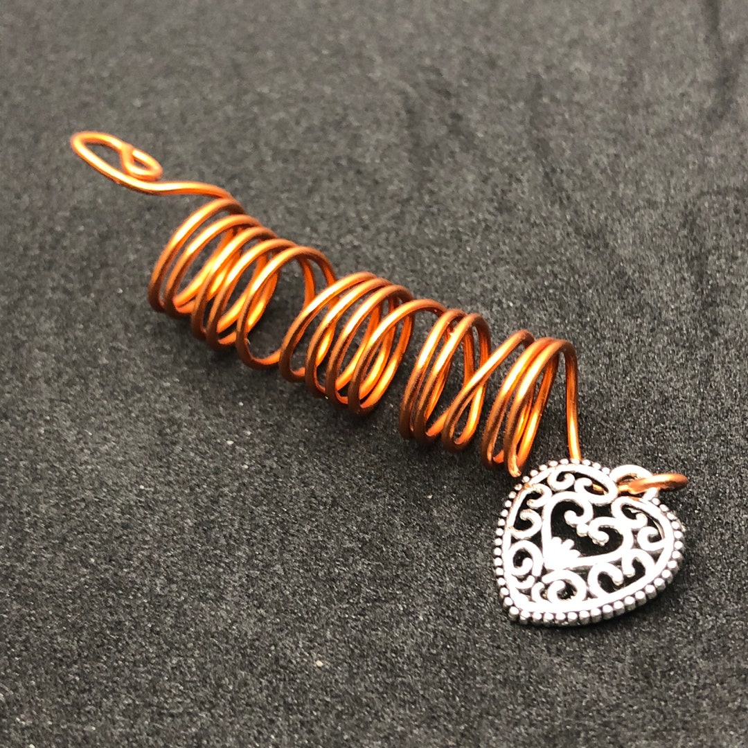 Gold Colored Copper Dreadlocks Bead With Silver Heart Accent - Etsy