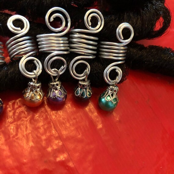 Pearl Bead Silver Swirl Locs Braids | Etsy