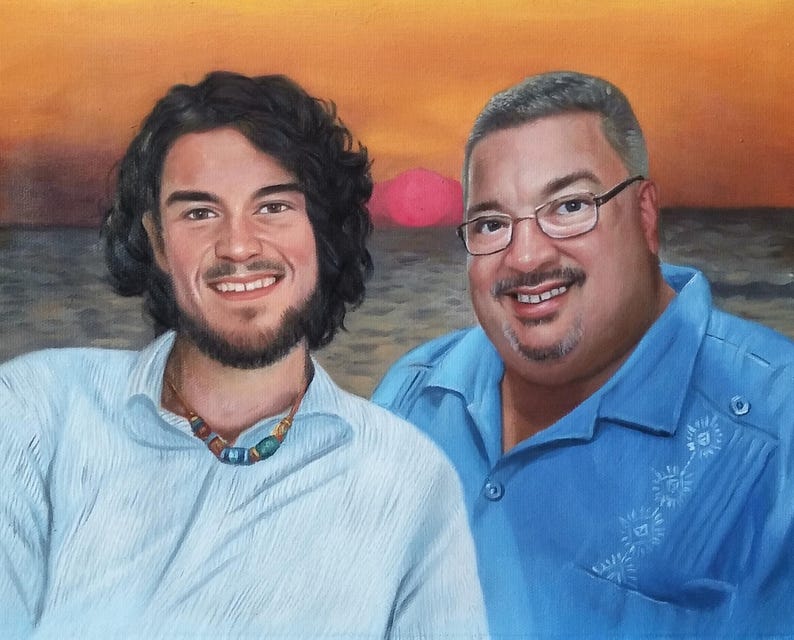 Portrait Gift for Father, Custom Family Portrait Oil Painting for ...
