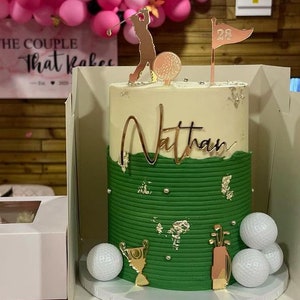 Golf Cake Charm Set - Golf Cake Toppers-gold Acrylic-golfer Cake Topper ...