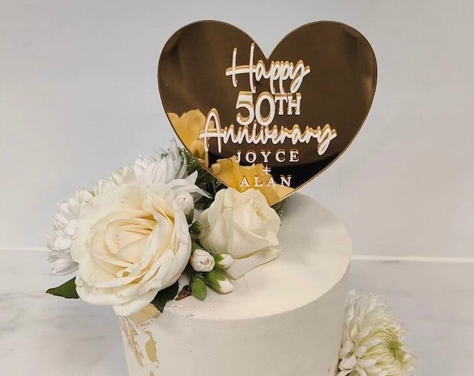 Wedding Anniversary Cake Topper Golden Wedding Anniversary-personalised ...