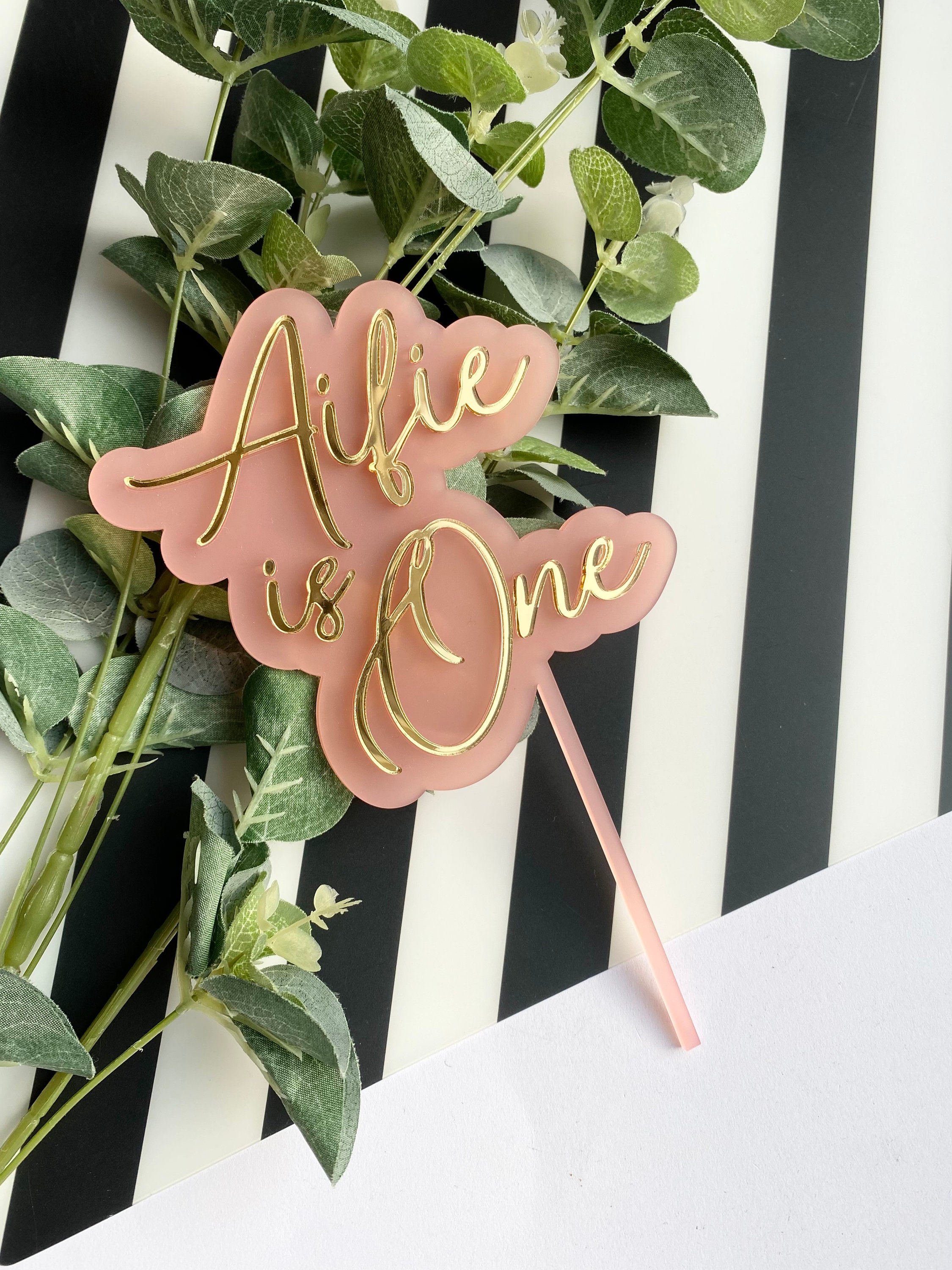 Pink Gold Cake Topper Birthday Cake Topper Cake Toppers - Etsy