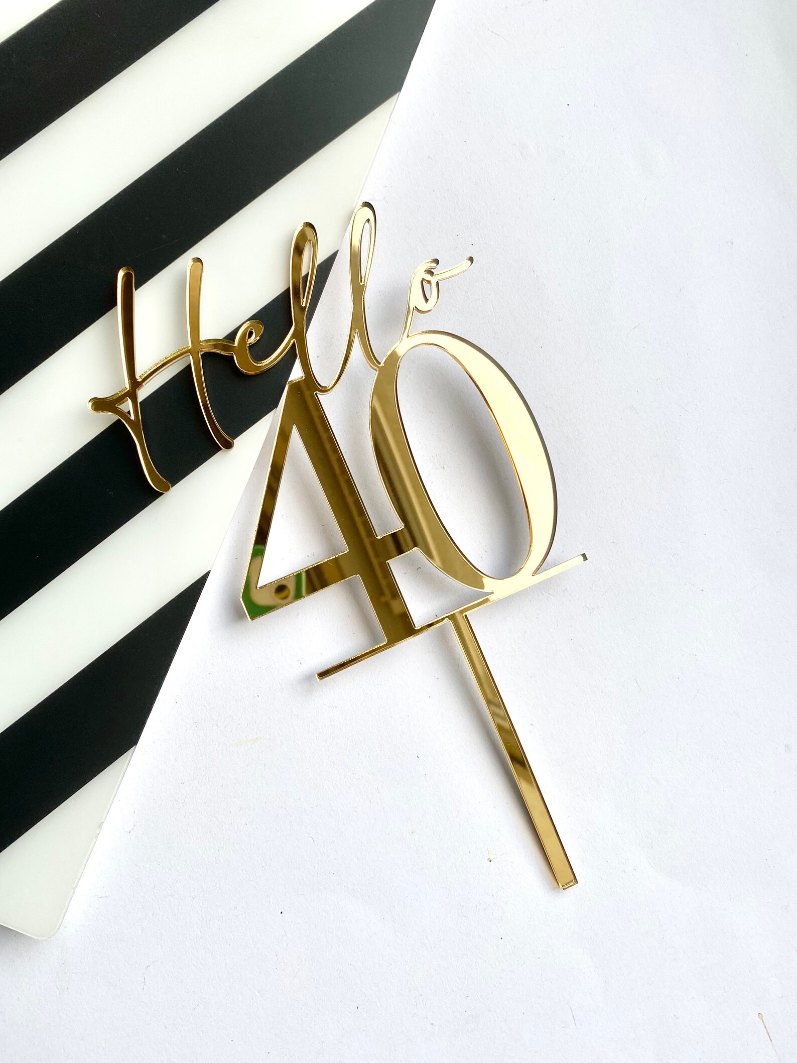 Hello 40 Cake Topper 40th Birthday Cake Topper Hello 40 Topper Gold ...