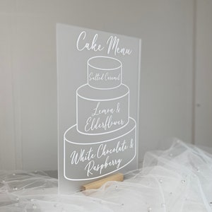 Cake Flavour Sign - Wedding Cake Sign - Acrylic Cake Sign - Cake Menu ...
