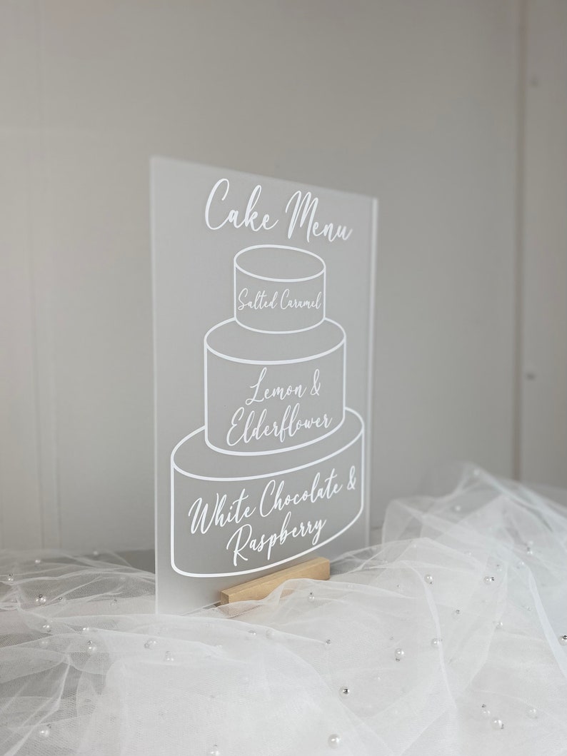 Cake Flavour Sign - Wedding Cake Sign - Acrylic Cake Sign - Cake Menu ...