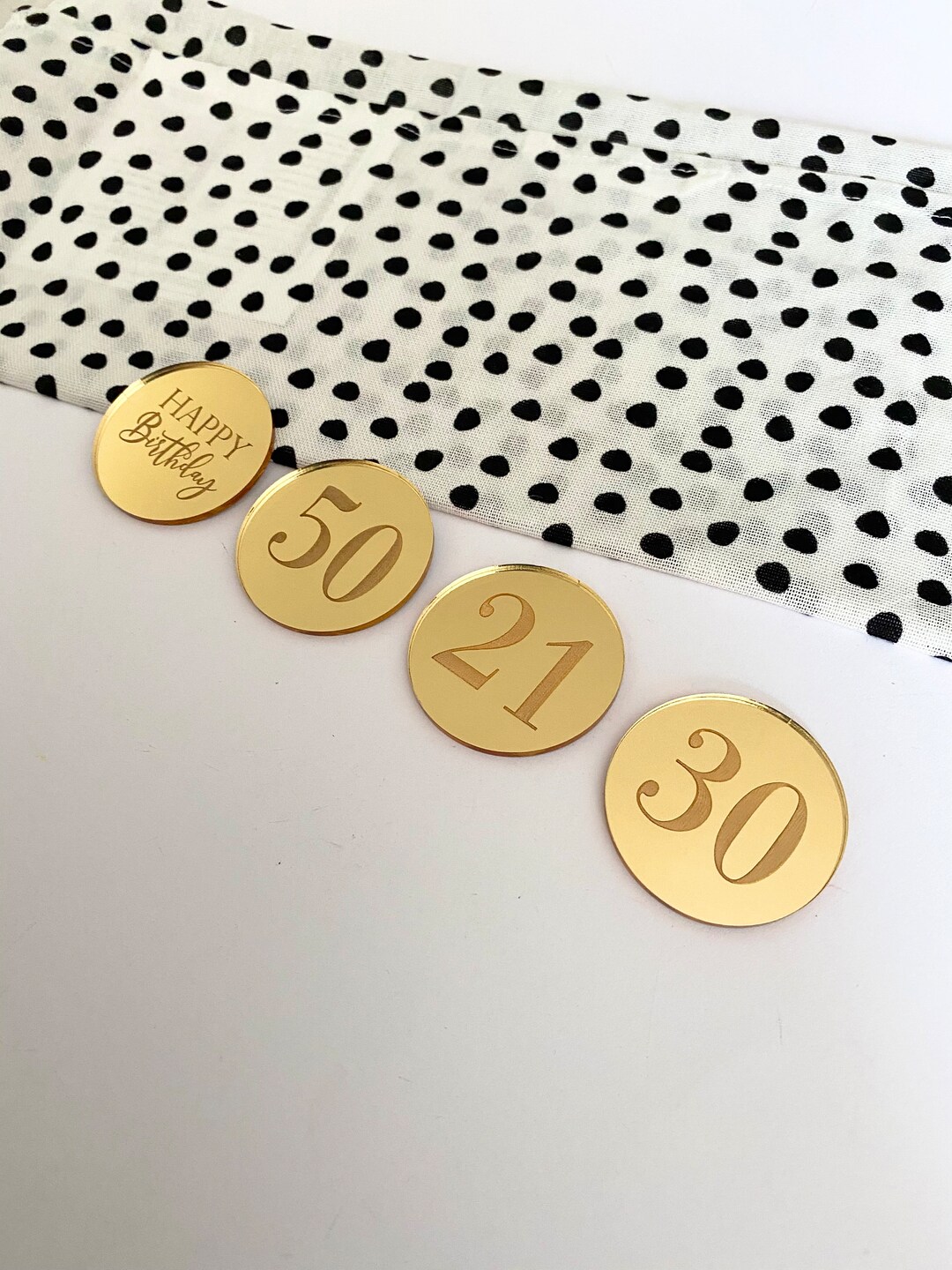 Birthday Cupcake Toppers - Gold Cupcake Disc - Happy Birthday Cupcake ...