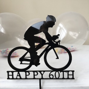 Bike Cake Topper - Black Bike Cake Topper - Acrylic Birthday Cake ...