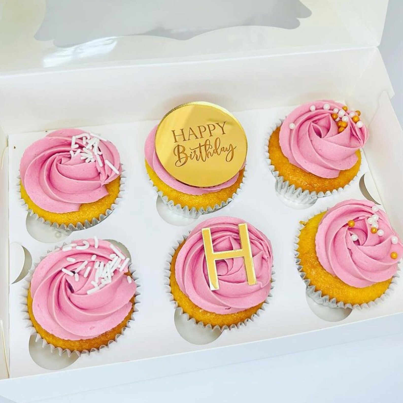 Gold Cupcake Disc - Happy Birthday Cupcake Disc - Cupcake Charms ...
