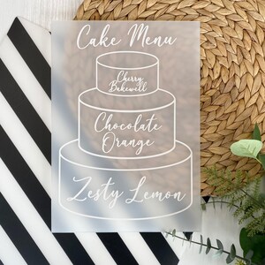 Cake Flavour Sign - Wedding Cake Sign - Acrylic Cake Sign - Cake Menu ...