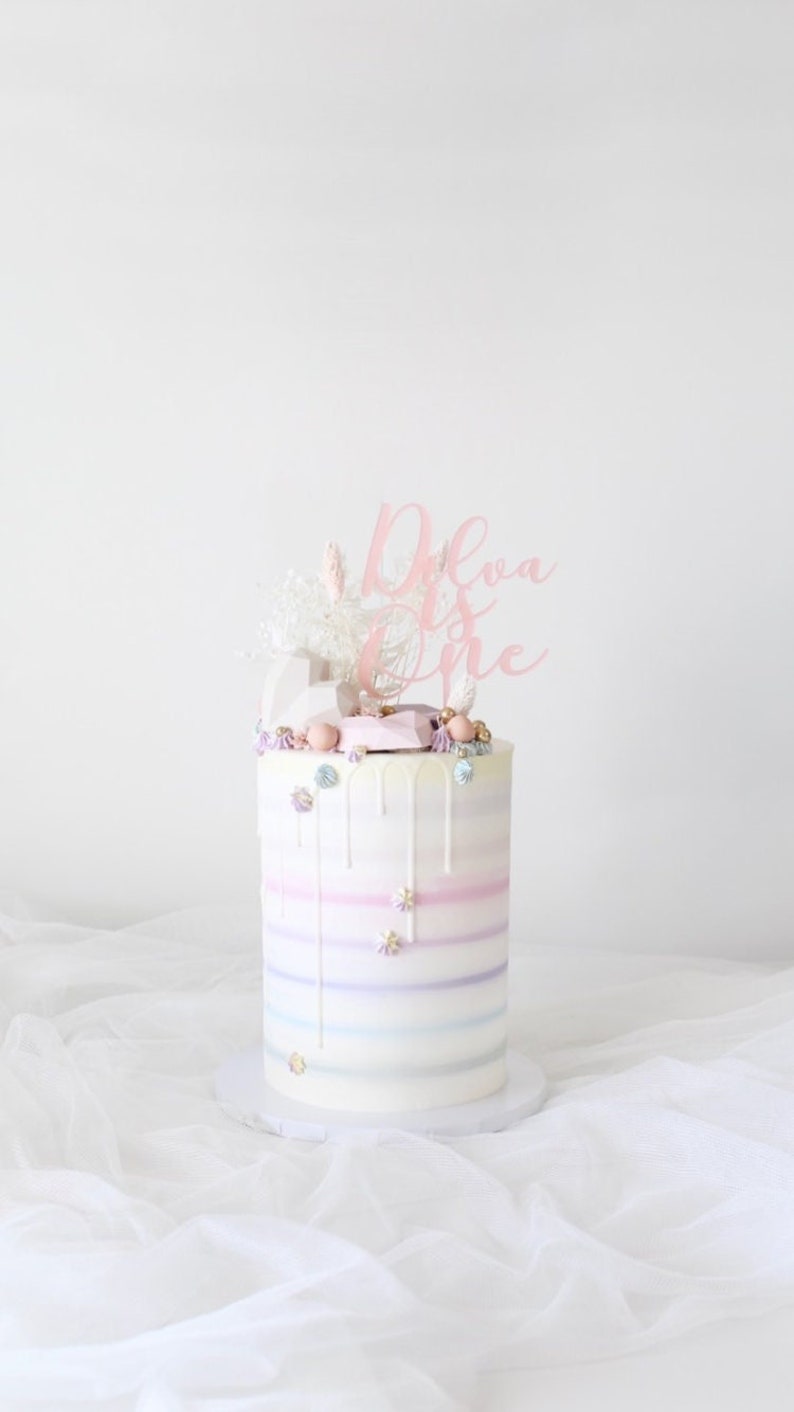 Pink Birthday Cake Topper - Pink Cake Topper - Acrylic Name Age Cake ...